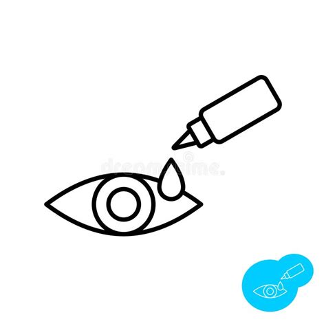 Eye Drops Bottle With Eye Apply Thin Line Icon Medical Symbol Stock