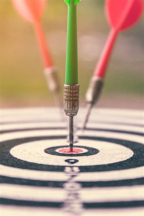 Dart Arrow Hitting In The Target Center Of Dartboard Stock Photo Image Of Accuracy Background