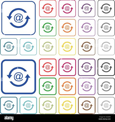 Reload Emails Color Flat Icons In Rounded Square Frames Thin And Thick Versions Included Stock