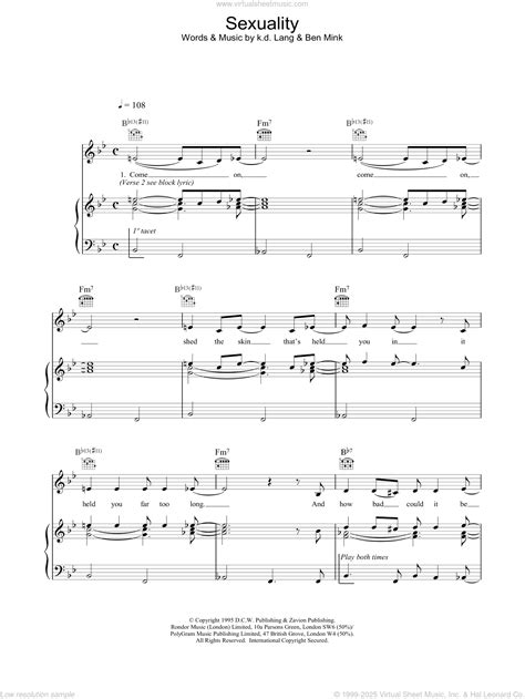 Sexuality Sheet Music For Voice Piano Or Guitar PDF