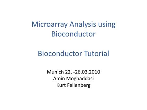 Microarray Analysis With Bioconductor Tutorial