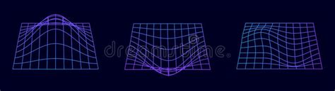 Grid Of Curved And Twisted Lines Retrofuturistic Abstract Background