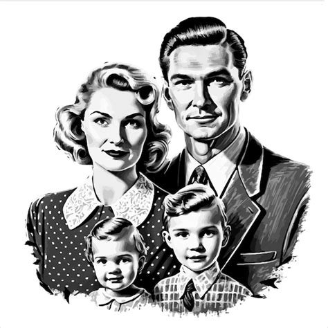Retrato De Fam Lia Estilo Vintage Vetor Premium