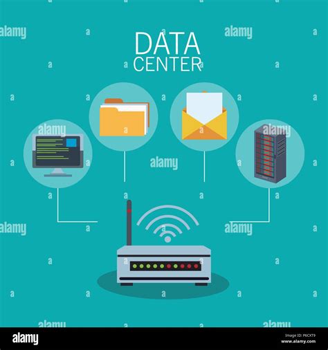 Data Center Technology Round Symbols Vector Illustration Graphic Design Stock Vector Image Art