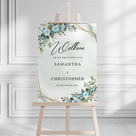 Ethereal Blue Bruiloft Welkomstbord Bestellen