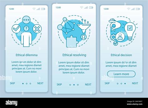 Ethical Resolving Onboarding Mobile App Page Screen Vector Template Ethical Dilemma Moral