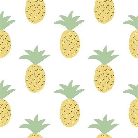 파인애플 원활한 패턴 이국적인 열 대 과일 섬유 Pa에 대 한 간단한 반복 배경 음식 린트 프리미엄 벡터