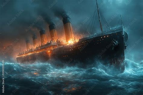 Historical Depiction Of The Sinking Rms Titanic Showcasing Dramatic Scenes Of The Ships Demise
