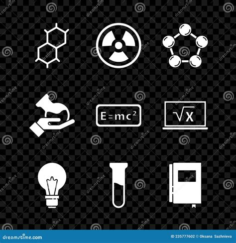 Set Chemical Formula Radioactive Molecule Light Bulb With Concept Of Idea Test Tube And