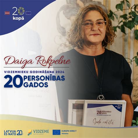 Daiga Rokpelne Saņēmusi Titulu “20 Personības 20 Gados Vidzemnieku