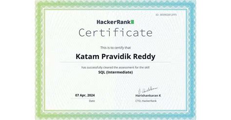 hackerrank skill certificate pravidik reddy katam