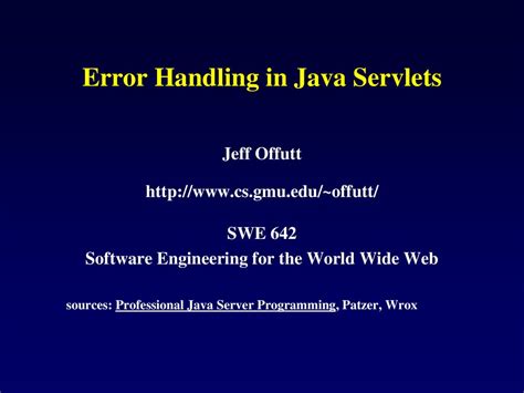 Error Handling in Java Servlets - ppt download