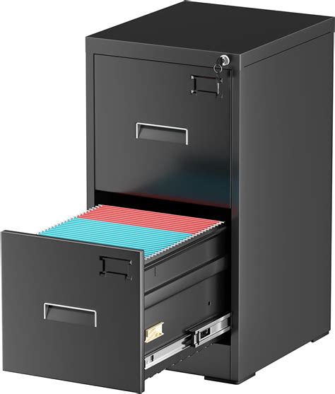 Intergreat 2 Drawer File Cabinet Black Metal Filing