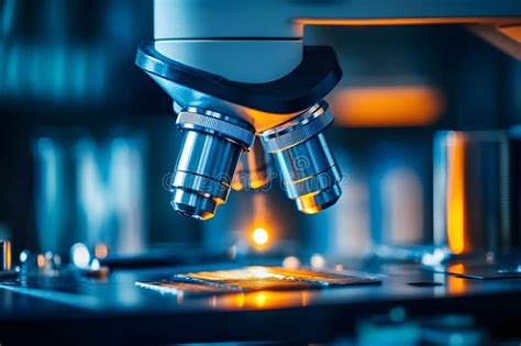 Close Up Of A Microscope Lens In A Lab Setting Stock Illustration Illustration Of Chemistry