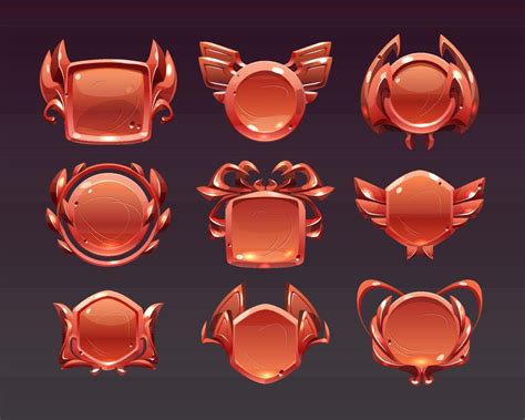 Medieval Game Menu Interface Badges Red Ui Frames 13455224 Vector Art At Vecteezy