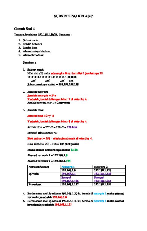 Subnetting Kelas C Pdfcoffee Com