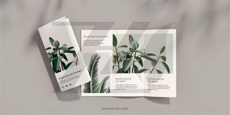 دانلود فایل لایه باز موکاپ قالب بروشور رنگ روشن طرح برگ درخت دانلود