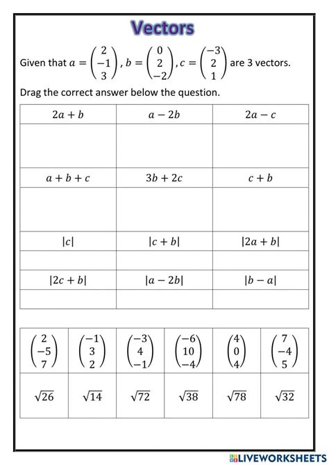 national 5 vectors worksheet live worksheets worksheets library