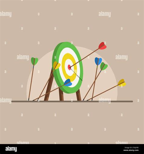 Lots Arrows Missed Hitting Target Mark And Only One Hits The Center Failed Inaccurate Attempts