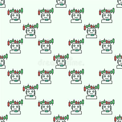 Candlestick Chart And Cryptocurrency Trading Bot Vector Ai Trader Colored Seamless Pattern Stock