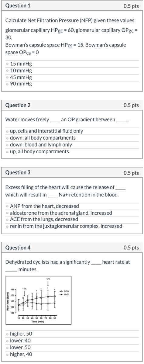 solved question 1 0 5 pts calculate net filtration pressure