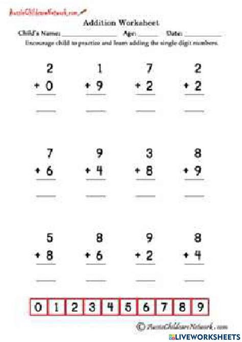 Vertical Form Addition Worksheet Live Worksheets Worksheets Library