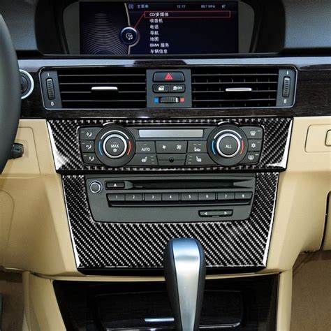 탄소 섬유 자동차 중앙 제어 Cd 패널 장식 스티커 Bmw E90 E92 2005 2012 구멍이없는 하이 에디션
