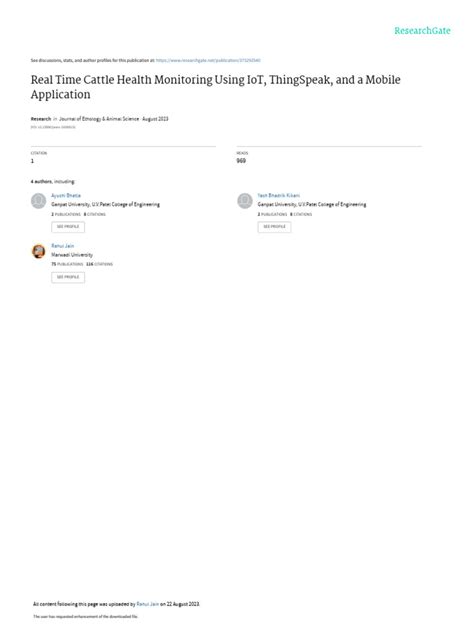 Real Time Cattle Health Monitoring Using Iot Thing Speak And A Mobile