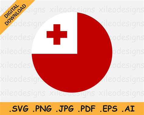 Tonga Svg Round Flag Svg Tongan Circular Banner National Circle Button Icon Digital Download