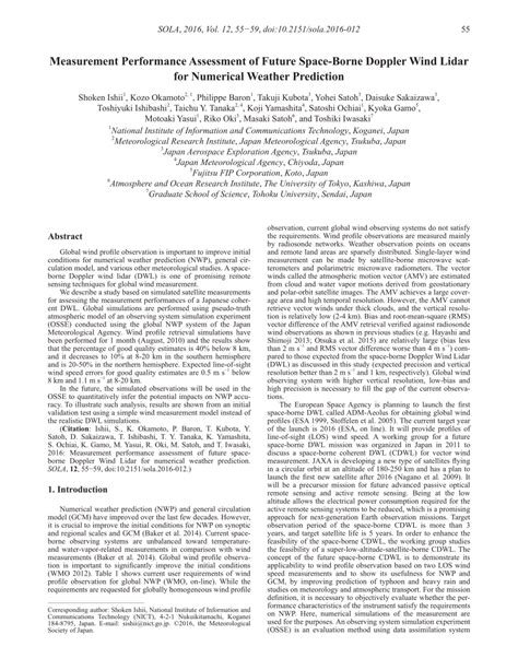 Pdf Measurement Performance Assessment Of Future Space Borne Doppler Wind Lidar For Numerical