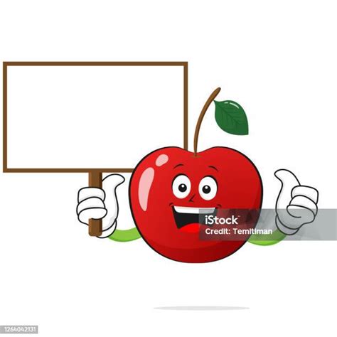 체리 캐릭터는 흰색 배경에 화이트 보드를 보유하고 벡터 과일에 대한 스톡 벡터 아트 및 기타 이미지 과일 교습 귀여운