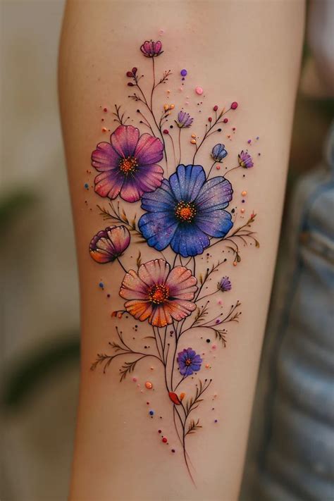 21 Feminine Floral Color Tattoos That Look Beautiful Tattoos For