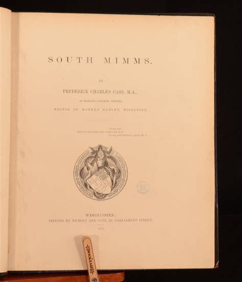 South Mimms By Frederick Charles Cass Very Good Indeed Leather 1877 First Edition Rooke