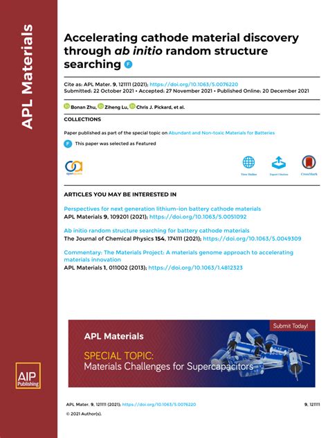 Pdf Accelerating Cathode Material Discovery Through Ab Initio Random