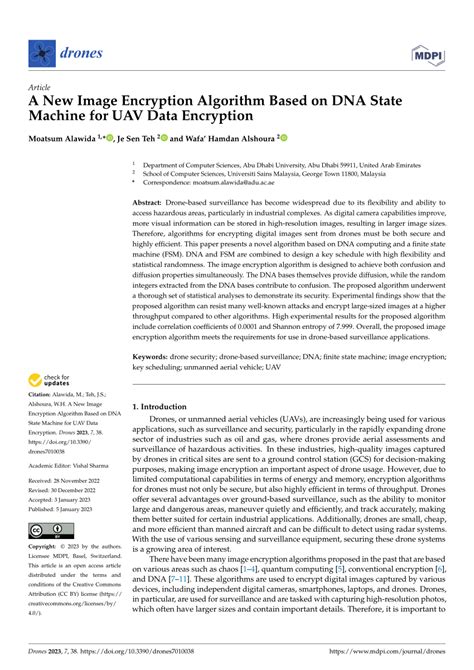 (PDF) A New Image Encryption Algorithm Based on DNA State Machine for UAV Data Encryption