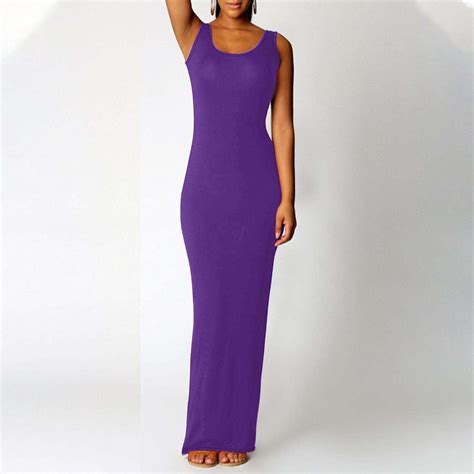 Ayolanni Womens Summer Dresses Plus Size Purple Ankle Length Solid