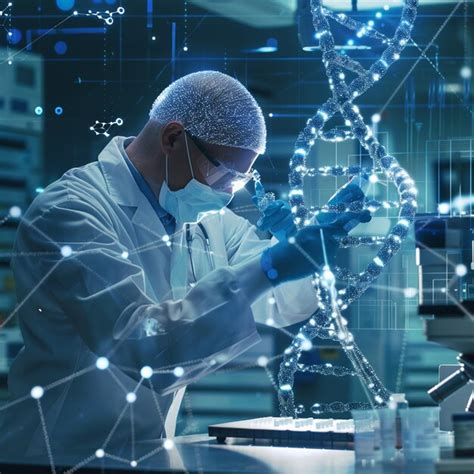Premium Photo Genetic Research And Biotechnology Science Concept