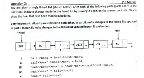 Solved Question 2 You Are Given A Singly Linked List Shown