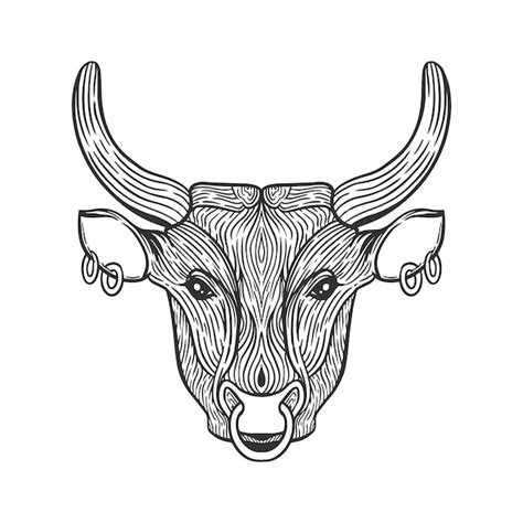 Premium Vector Bull Head Line Art Illustration