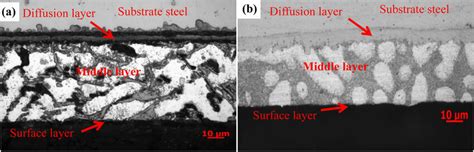 Om Microstructure Of Coatings A Al Si Cu Coating And B Al Si