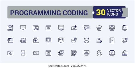 Programming Coding Icon Set Icon Algorithm Stock Vector Royalty Free