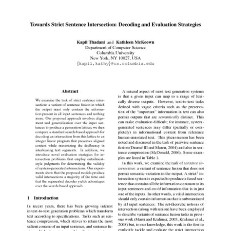 Towards Strict Sentence Intersection Decoding And Evaluation Strategies Acl Anthology