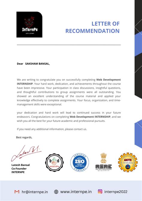 saksham bansal on linkedin letterofrecommendation webdevelopment