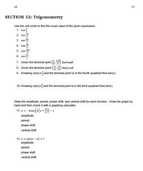 AP Calculus AB Summer Prep Work Version 3 By Shaylyn Farnsworth