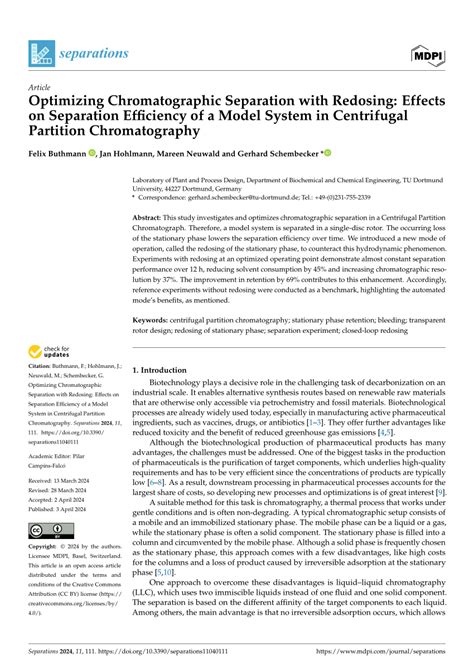 Pdf Optimizing Chromatographic Separation With Redosing Effects On Separation Efficiency Of A
