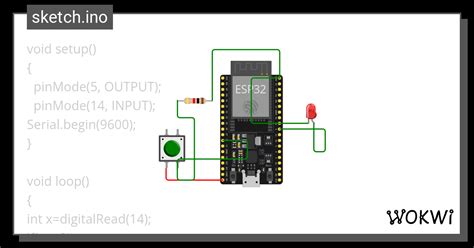 Switch With Led External Pull Down Wokwi Esp32 Stm32 Arduino Simulator