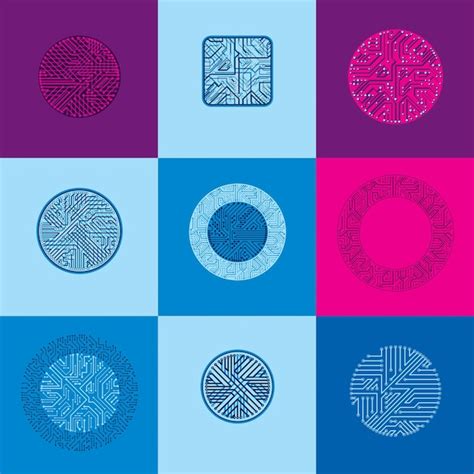 Premium Vector Collection Of Vector Microchip Designs Cpu Information Communication