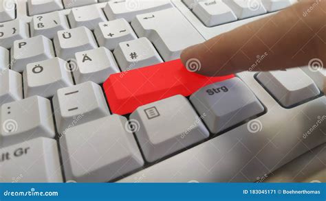 Red Button On A Computer Keyboard Stock Image Image Of Detail Detection 183045171