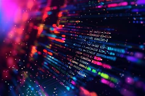 Colorful Code Lines On Black Background Displayed On Computer Screen Premium Ai Generated Image