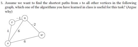 Solved Assume We Want To Find The Shortest Paths From S Chegg